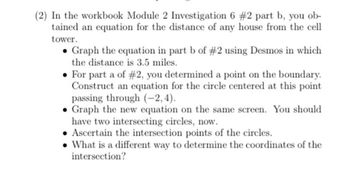 Solved (2) In the workbook Module 2 Investigation 6 #2 part | Chegg.com