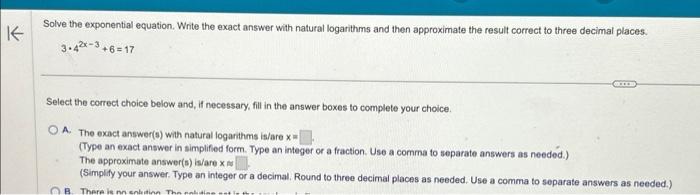 Solved Solve the exponential equation. Write the exact | Chegg.com