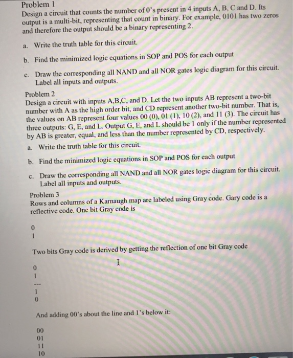 Solved Problem Design a circuit that counts the number of | Chegg.com