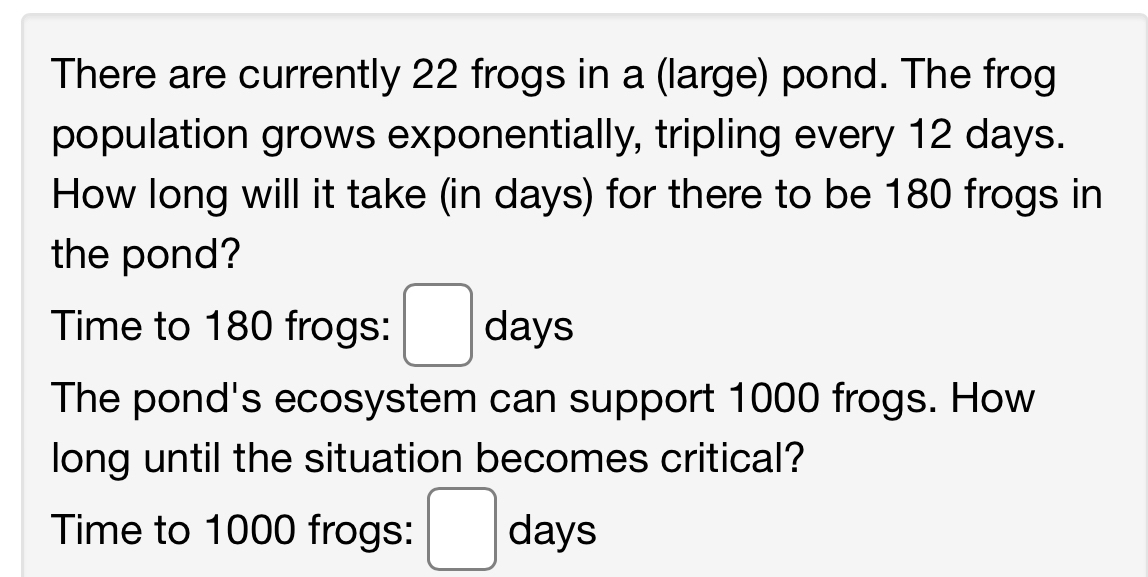 Solved There are currently 22 ﻿frogs in a (large) ﻿pond. The | Chegg.com