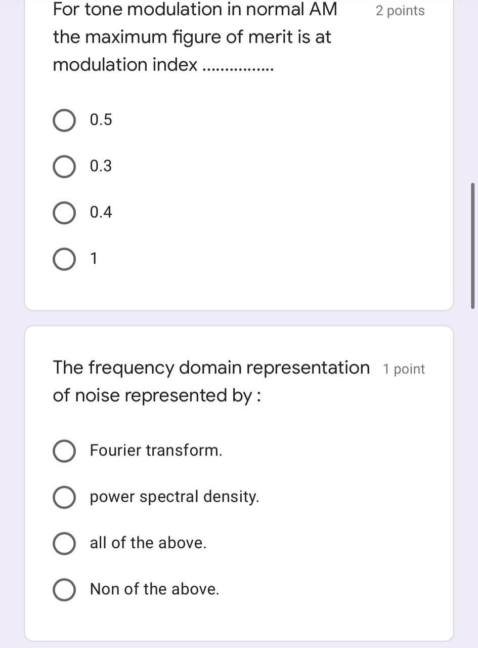 Solved 2 points For tone modulation in normal AM the maximum | Chegg.com