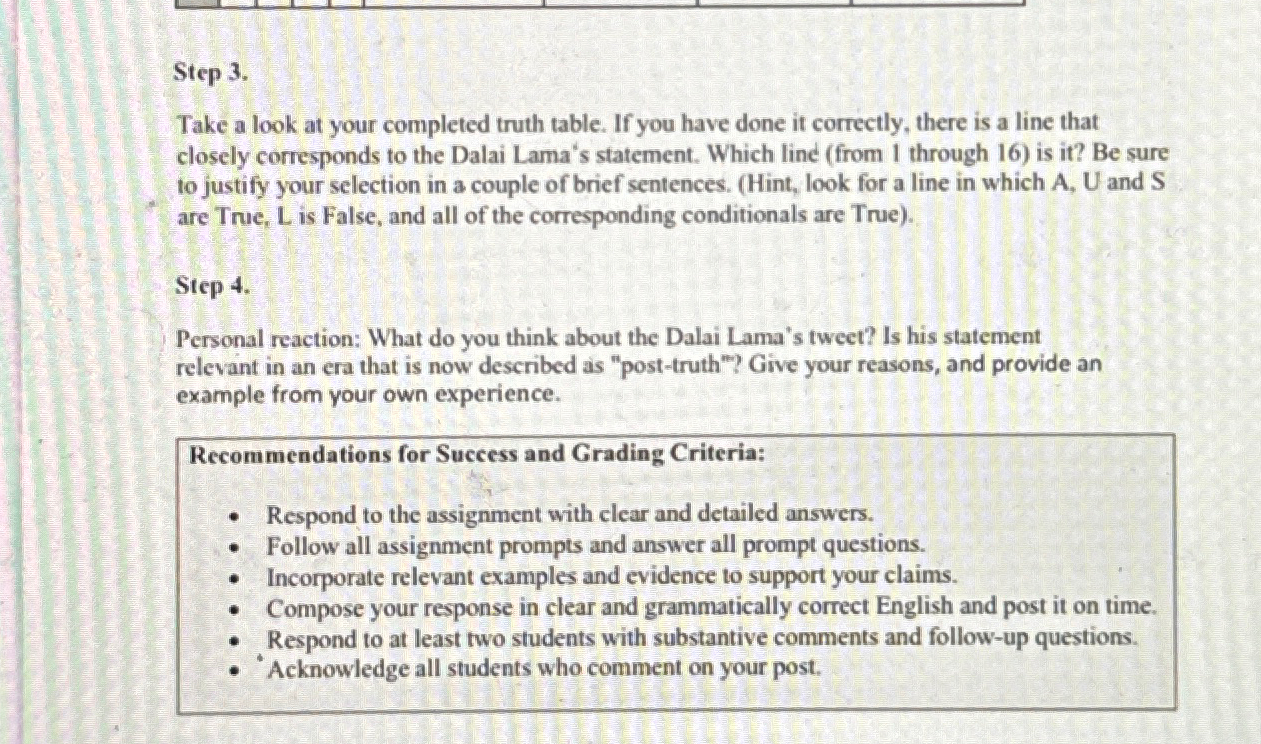 Solved Step 3.Take a look at your completed truth table. If | Chegg.com