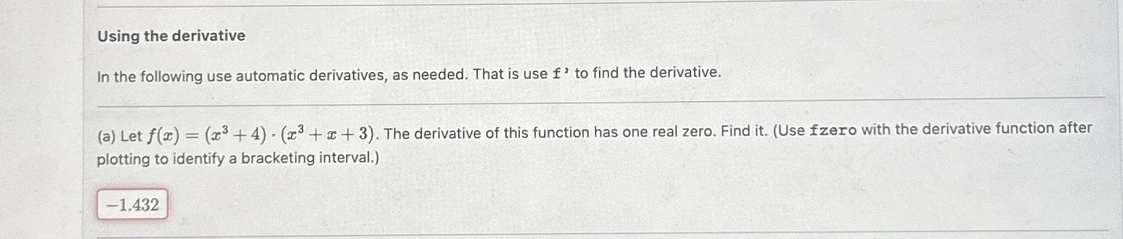 Solved Using the derivative Please i need help calc lab | Chegg.com