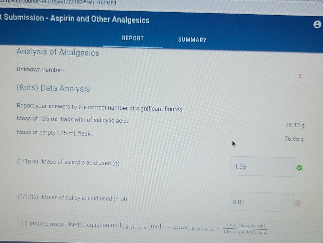 Solved Data And Report Submission - Aspirin And Other | Chegg.com