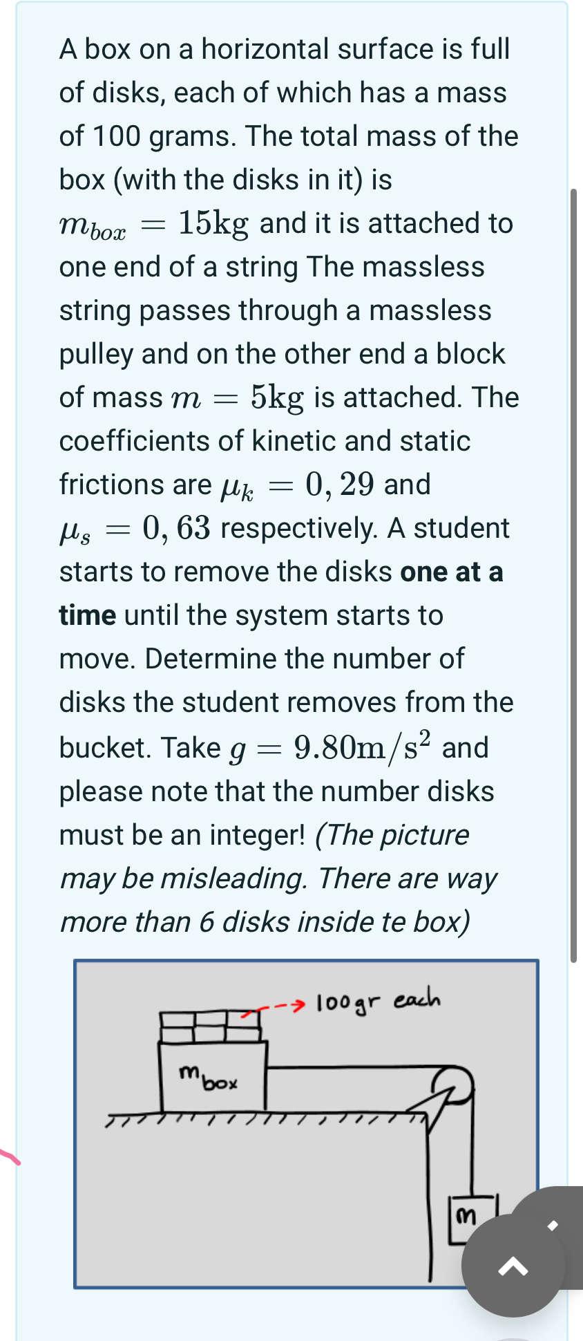 Solved A box on a horizontal surface is full of disks, each | Chegg.com