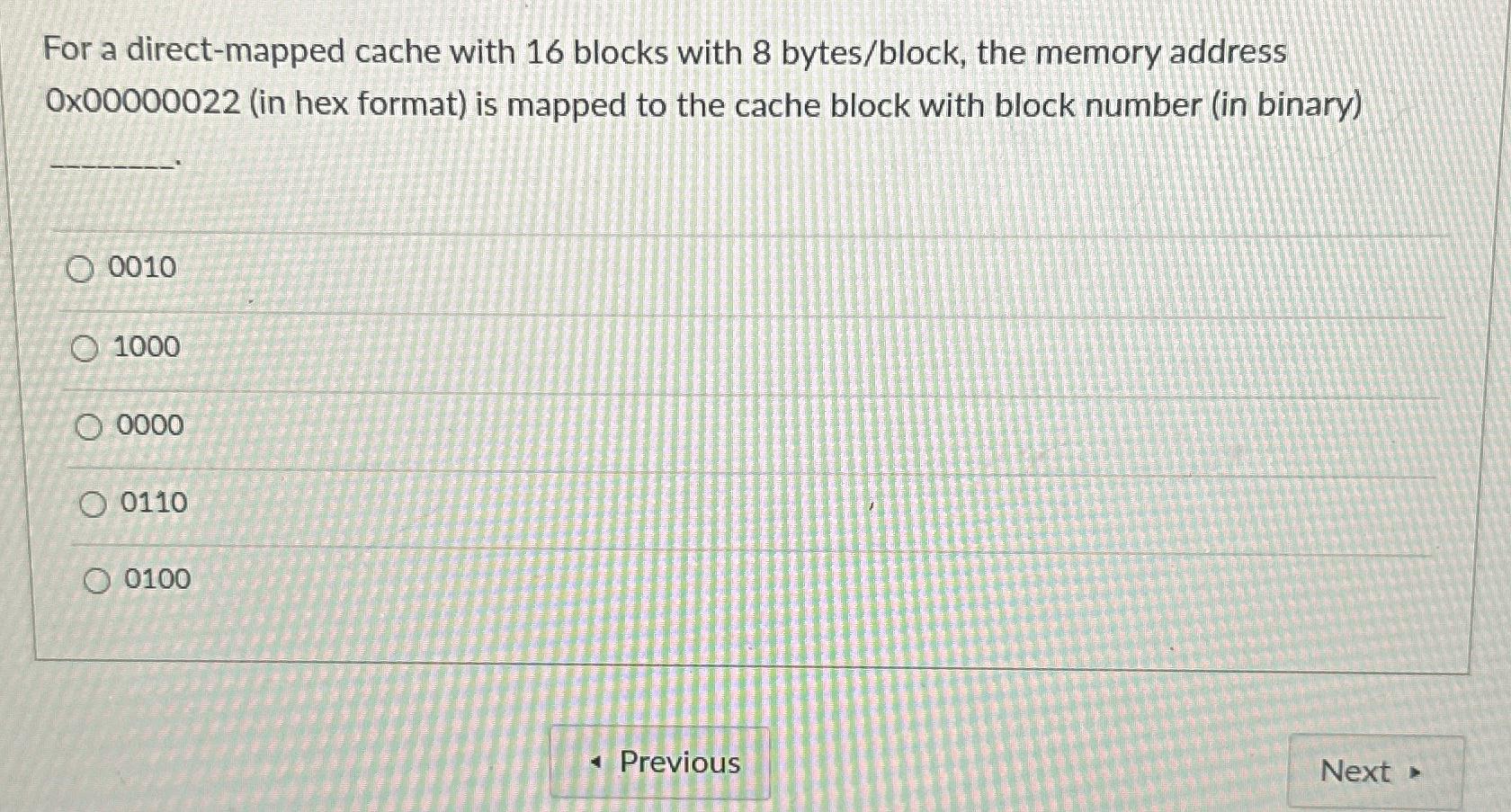Solved For a direct-mapped cache with 16 ﻿blocks with 8 | Chegg.com