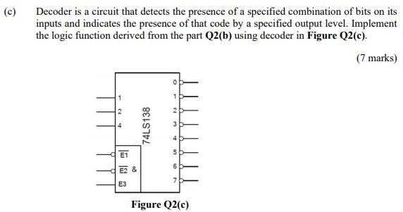 Solved (c) Decoder is a circuit that detects the presence of | Chegg.com