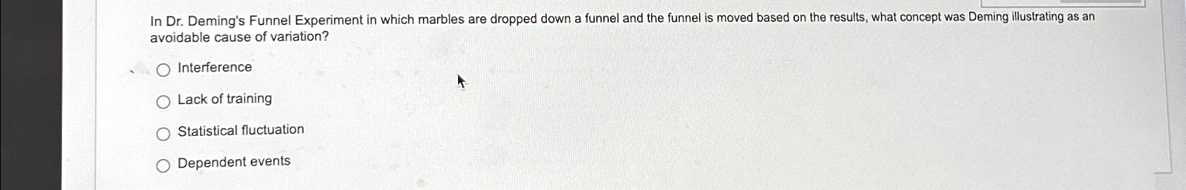 Solved In Dr. ﻿Deming's Funnel Experiment in which marbles | Chegg.com