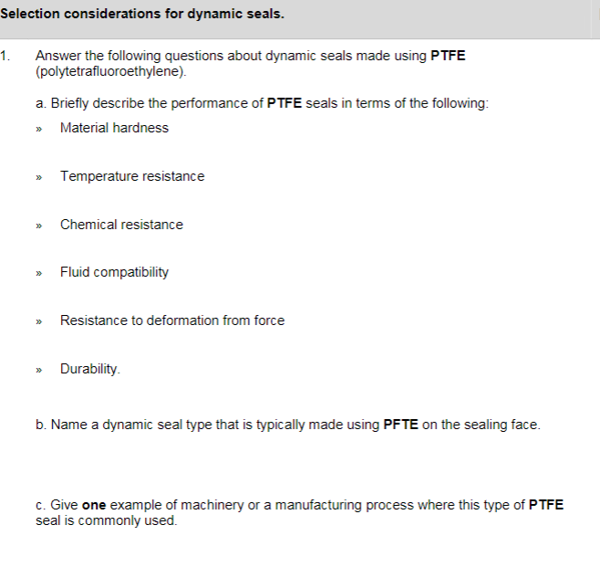Solved Answer the following questions about dynamic seals | Chegg.com