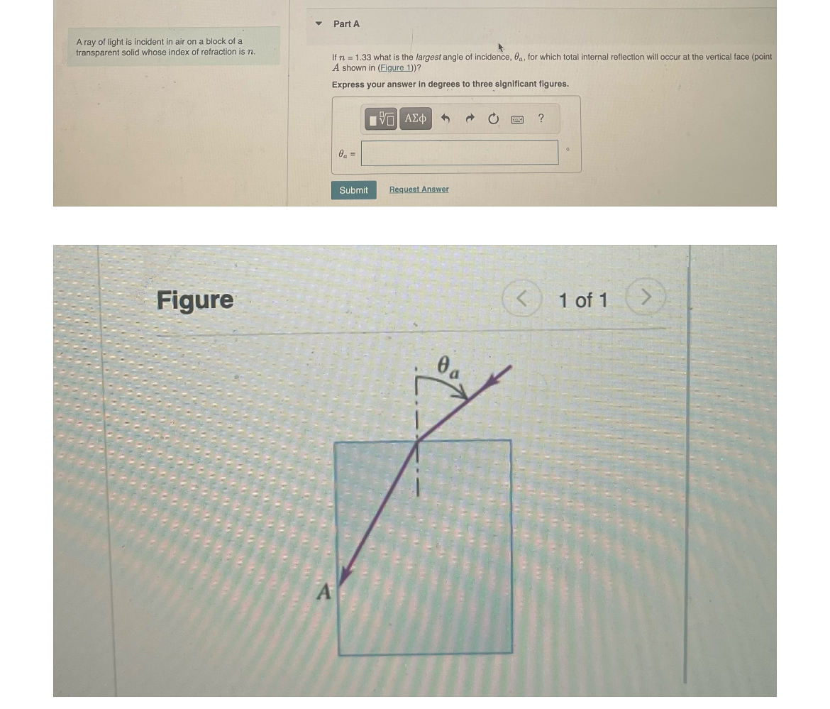 Solved A ray of Light is incident in air on a block of a | Chegg.com