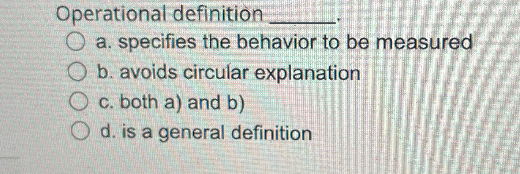 Solved Operational definition q,q, ﻿a. ﻿specifies the | Chegg.com
