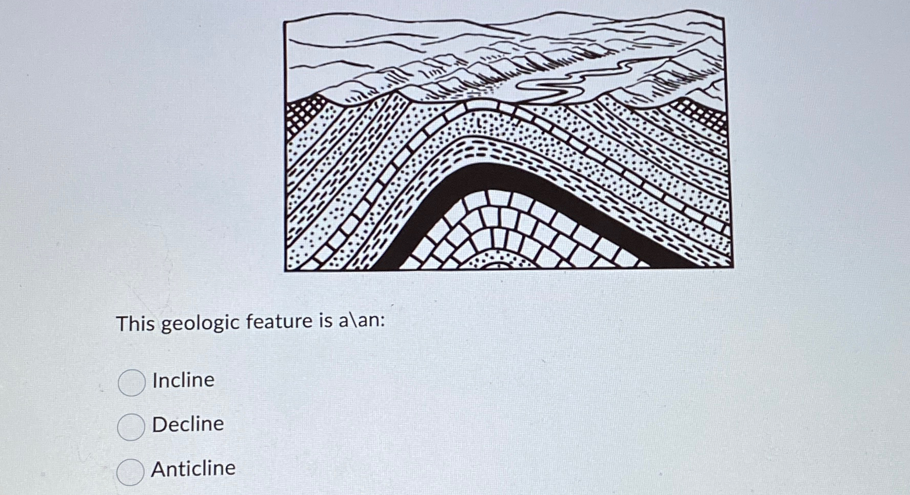 Solved This geologic feature is a lan: ﻿Incline | Chegg.com