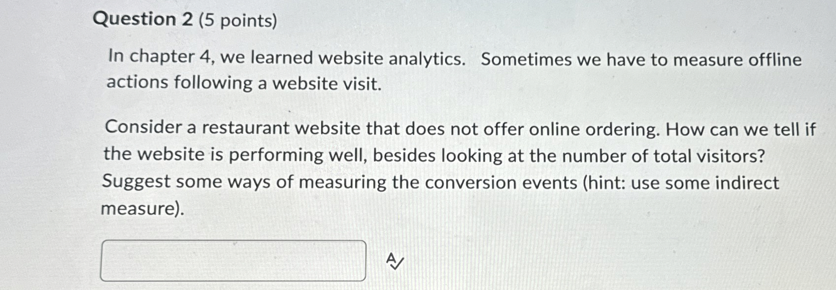 Question 2 (5 ﻿points)In chapter 4, ﻿we learned | Chegg.com