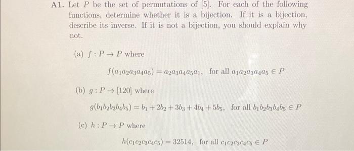 Solved 1. Let P be the set of permutations of [5]. For each | Chegg.com