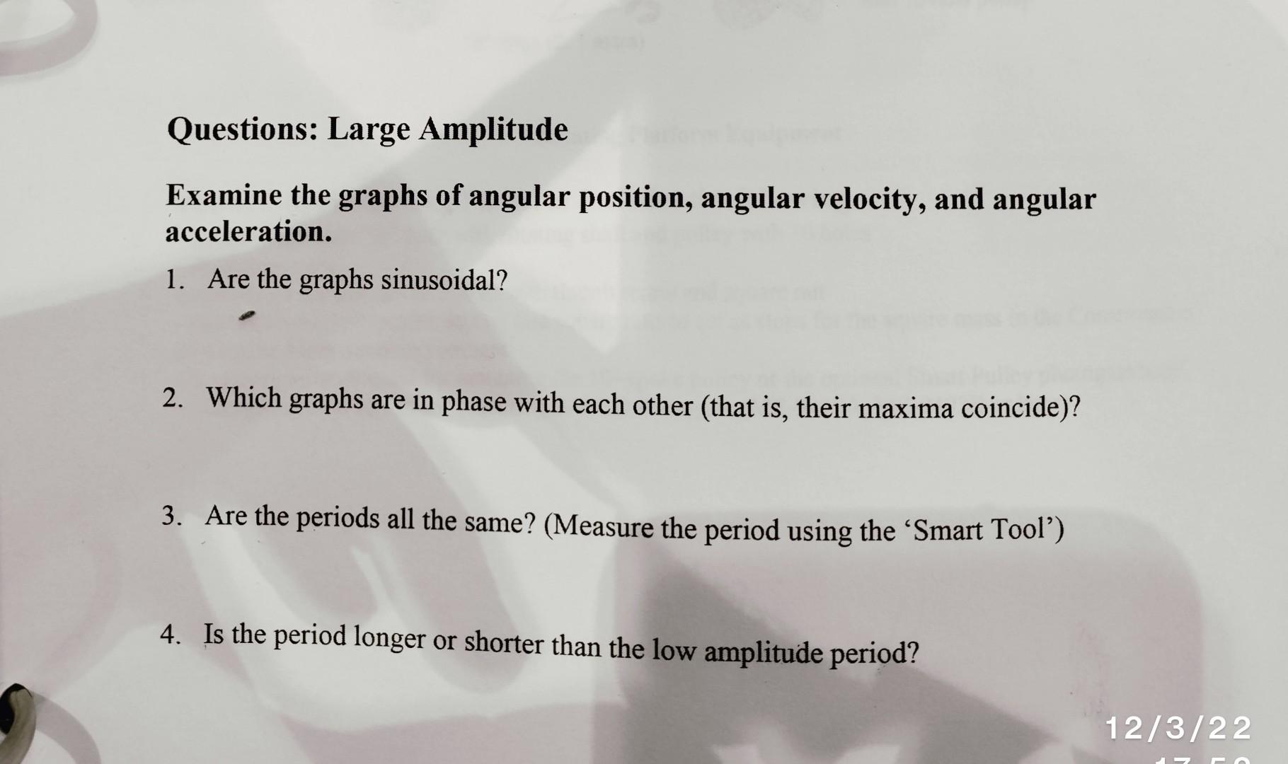 Solved Questions: Large Amplitude Examine the graphs of | Chegg.com