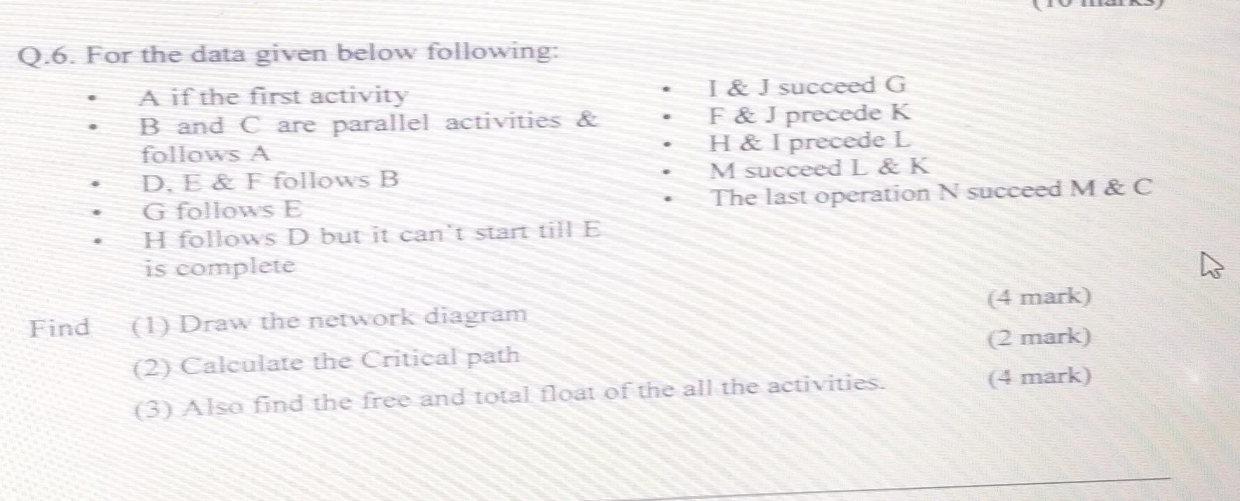 Solved Q.6. For the data given below following: - A if the | Chegg.com
