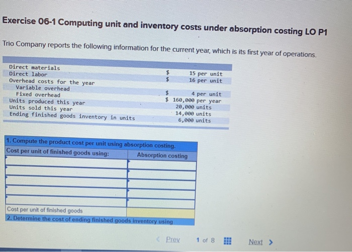 Solved Exercise 06-1 Computing unit and inventory costs | Chegg.com