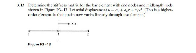 Solved 3.13 Determine the stiffness matrix for the bar | Chegg.com