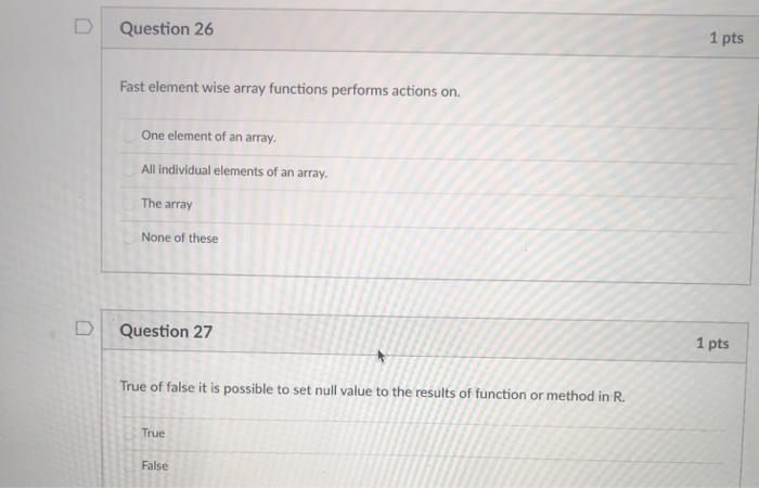 Solved Question 26 1 pts Fast element wise array functions | Chegg.com Solved Question 26 1 pts Fast element wise array functions | Chegg.com