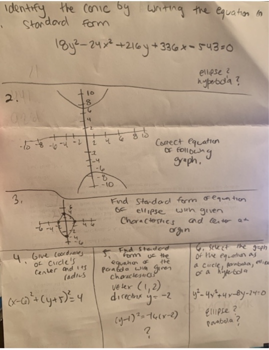 Identify the conic by writing the equation in | Chegg.com