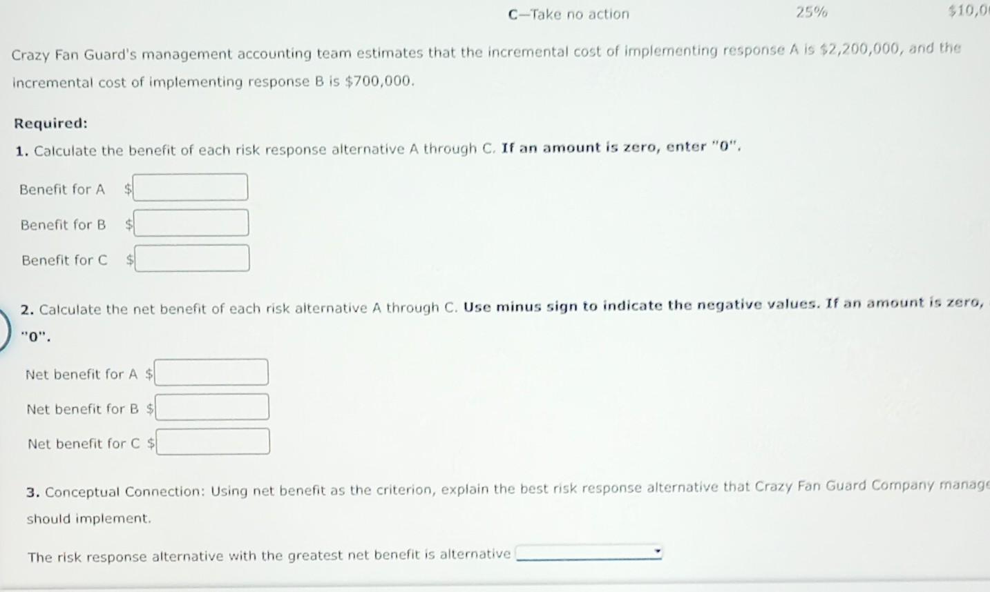 Solved Using Net Benefit to Evaluate Risk Response | Chegg.com