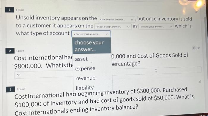 Solved Unsold inventory appears on the to a customer it | Chegg.com