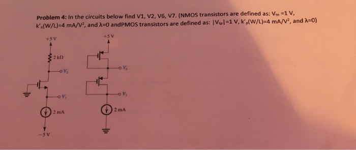 Solved Problem 4: In the circuits below find V1, V2, V6, V7. | Chegg.com
