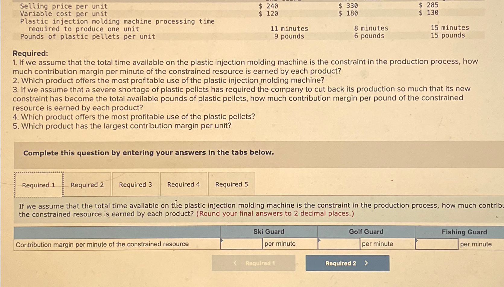 Solved \table[[Selling price per unit,$240,$330,$285 | Chegg.com