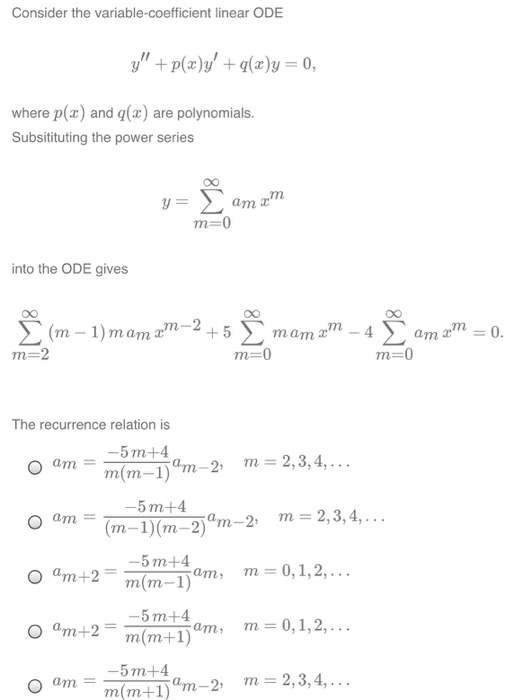Solved Consider the variable-coefficient linear ODE y" + | Chegg.com