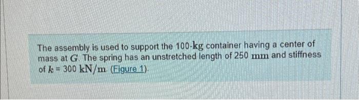 Solved The assembly is used to support the 100-kg container | Chegg.com