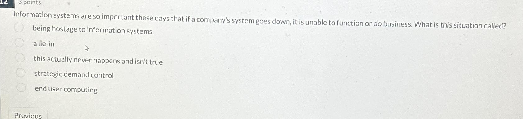Solved 3 ﻿pointsInformation systems are so important these | Chegg.com
