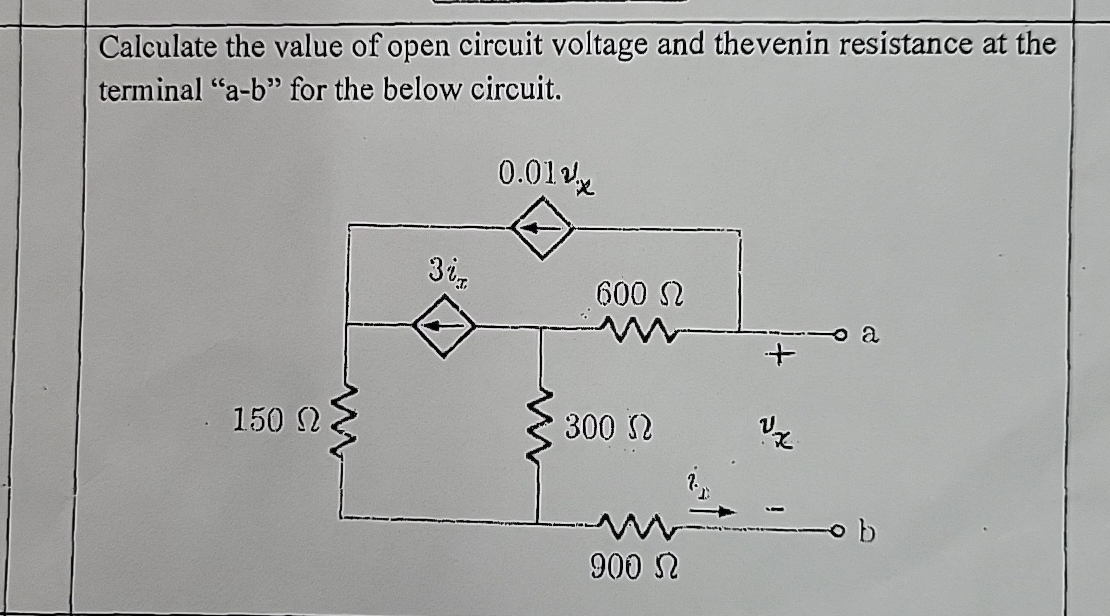 Calculate the value of open circuit voltage and | Chegg.com