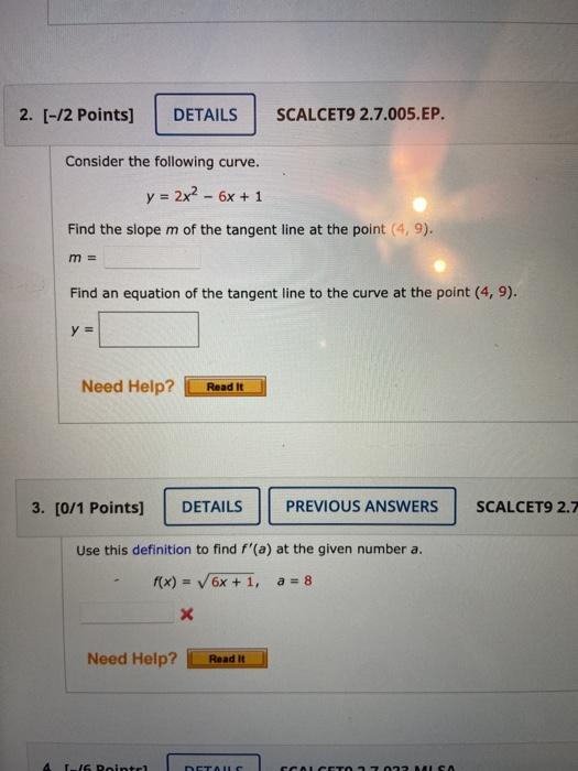 Solved 2. [-/2 Points] DETAILS SCALCET9 2.7.005.EP. Consider | Chegg.com