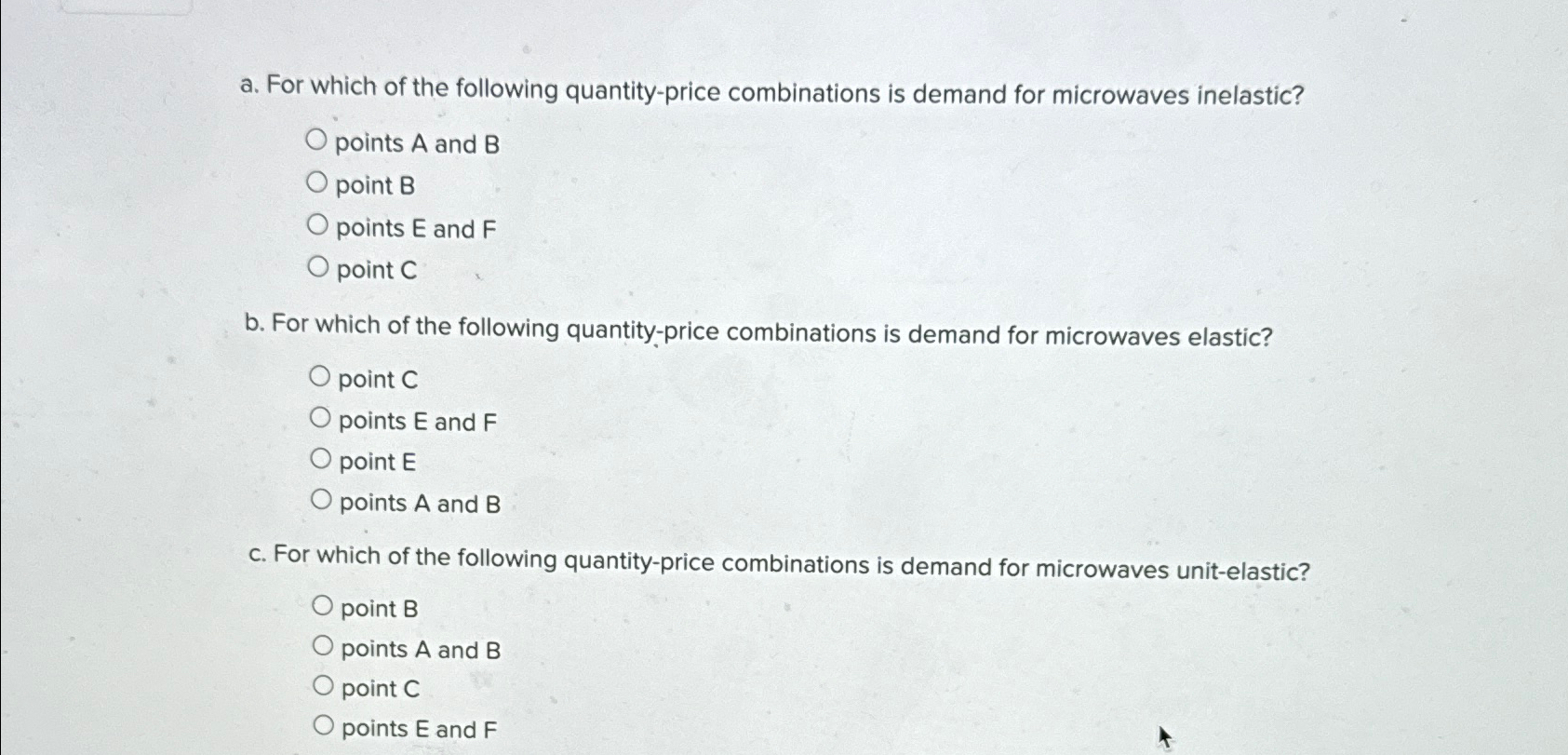 a. For which of the following quantity-price | Chegg.com