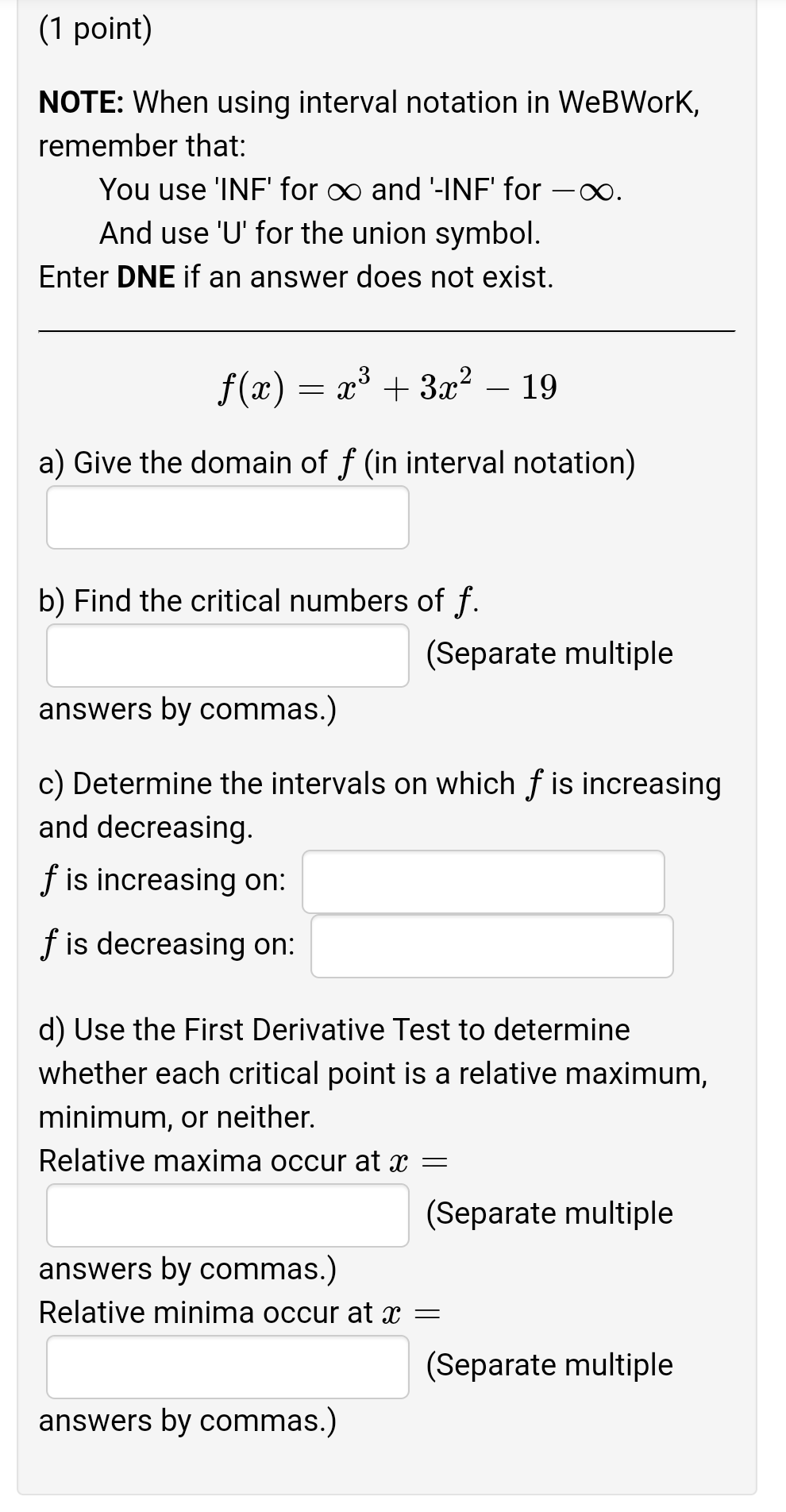 Solved (1 point) NOTE: When using interval notation in | Chegg.com