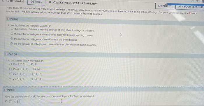 Solved 4 1-10 Points) DETAILS ILLOWSKYINTROSTAT1 4.3.095.HW. | Chegg.com