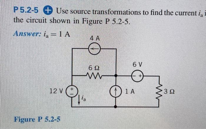 Solved P5.2-5 + Use source transformations to find the | Chegg.com
