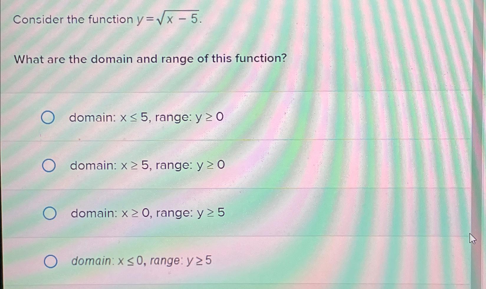 Solved Consider the function y=x-52.What are the domain and | Chegg.com