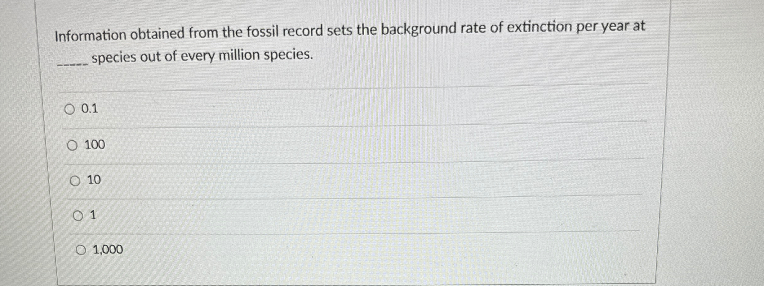 Solved Information obtained from the fossil record sets the | Chegg.com