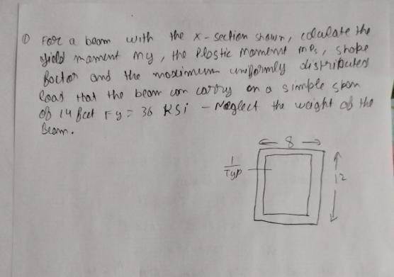 Solved (1) ﻿For a baom with the x-section shawn, colulate | Chegg.com