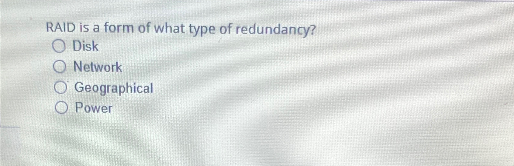 Solved RAID is a form of what type of | Chegg.com