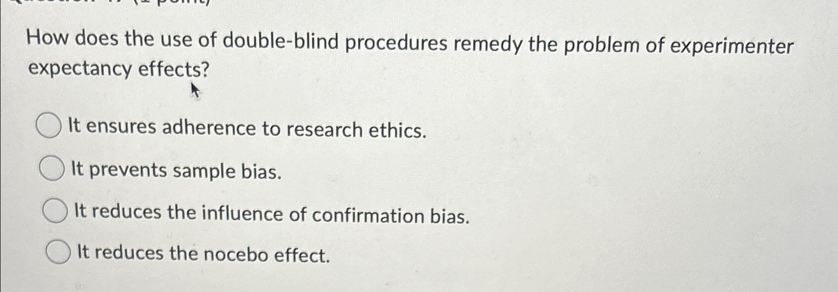 Solved How does the use of double-blind procedures remedy | Chegg.com