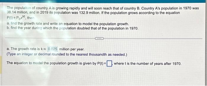 Solved The population of country A is growing rapidly and | Chegg.com