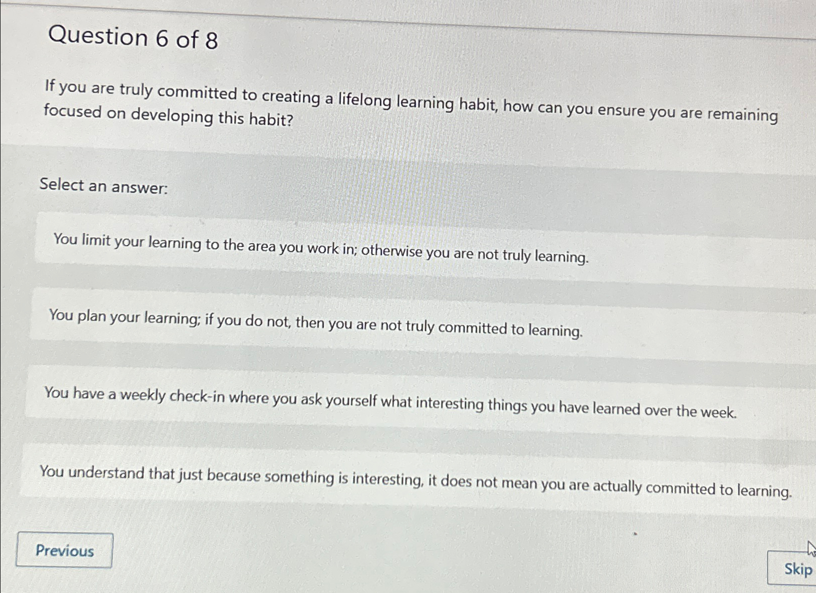 Solved Question 6 ﻿of 8If you are truly committed to | Chegg.com