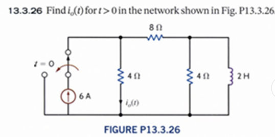 Solved 13.3.26 ﻿Find i0(t) ﻿for t>0 in ﻿the network shown in | Chegg.com