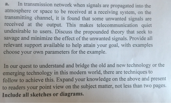a. In transmission network when signals are | Chegg.com