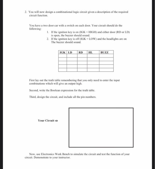 Solved Objective To design two simple combinational logic | Chegg.com