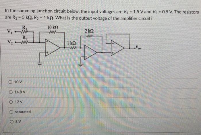 Solved In the summing junction circuit below, the input | Chegg.com