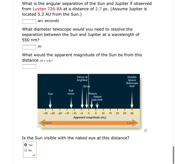 Solved What is the angular separation of the Sun and Jupiter | Chegg.com
