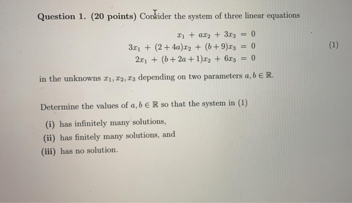 Solved Question 1. (20 points) Cortider the system of three | Chegg.com